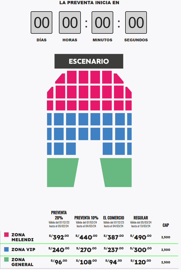TELETICKET | Entradas Melendi en Perú 2024 - Precios, zonas y más